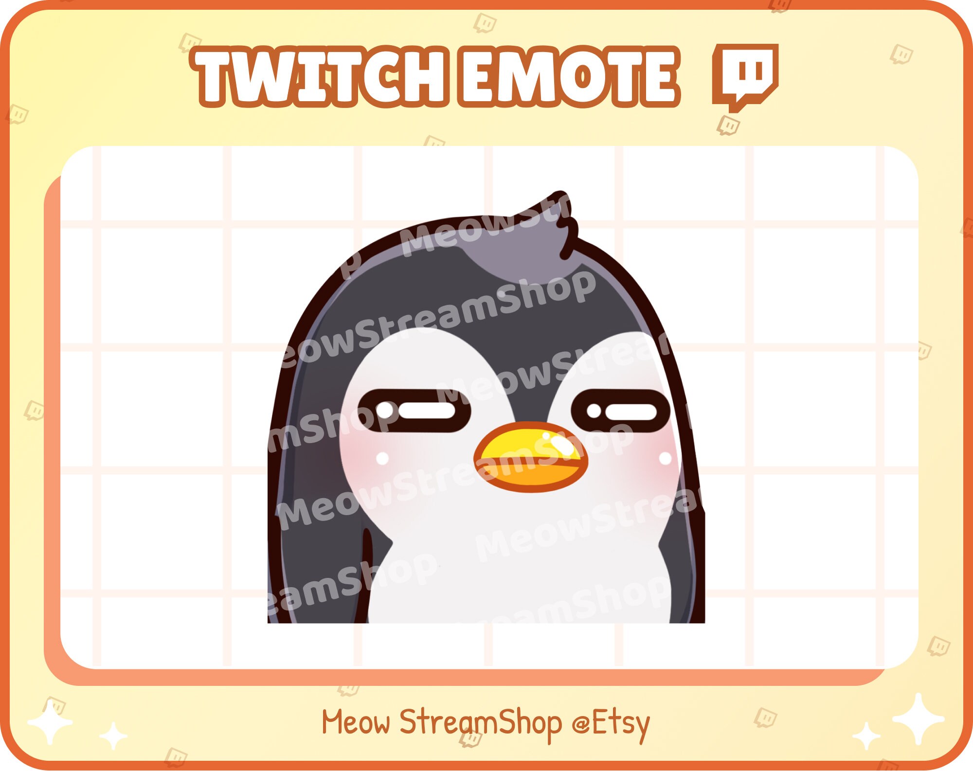 Twitch Emote / Cute Penguin Flat Face, Thinking Emotes / Cute Penguin ...