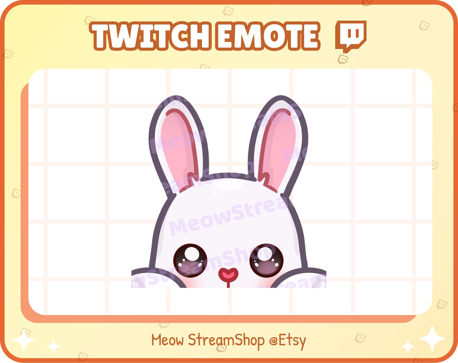 Twitch Emote / Cute Rabbit Lurk, Peeking Emotes / Cute White Bunny Sub ...