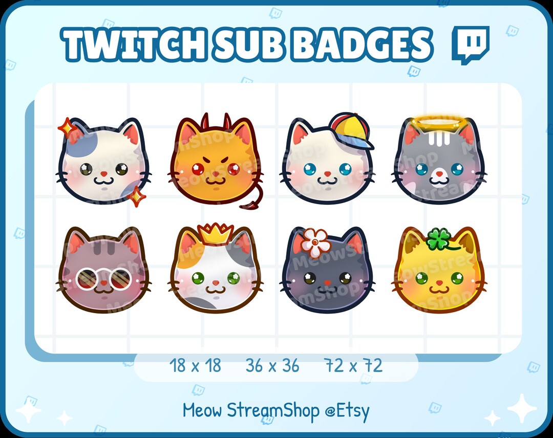 Twitch Sub Bit Badges x8 Badges Chat mignon / Badges Kawaii - Etsy France
