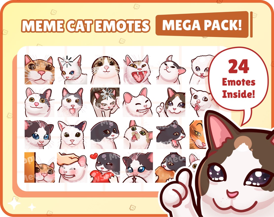 Twitch Emote / Cute Meme Cat Pack #1 Emotes (24 Emotes Ready to Use ...