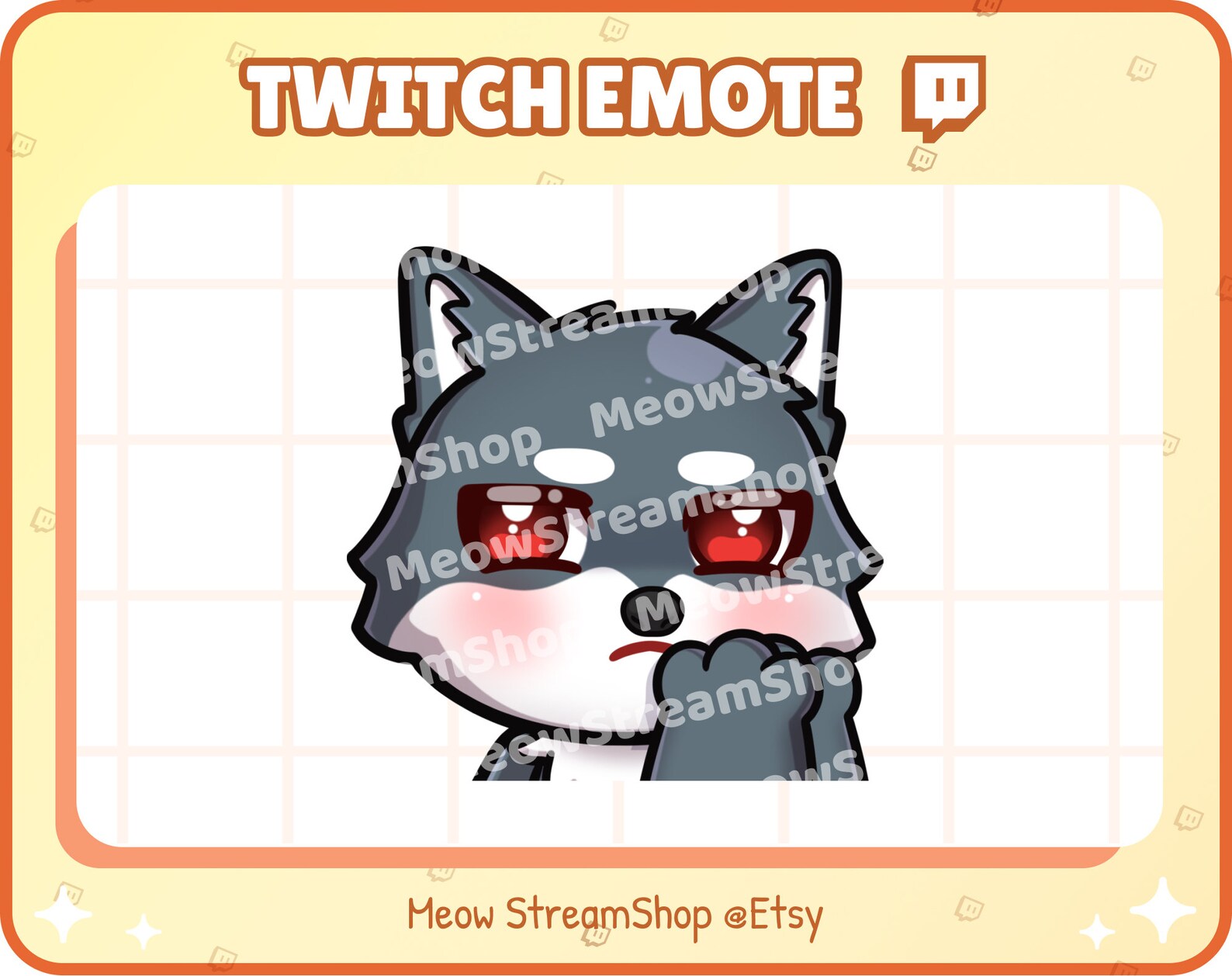 Twitch Emote / Cute Grey Wolf Hmm, Think, Sus Emotes / Kawaii Grey Wolf ...