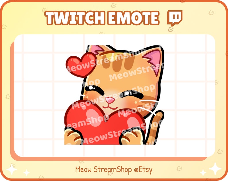 Twitch Emote / Cute Orange Cat Heart, Love, Hug, Happy Emotes / Kawaii ...
