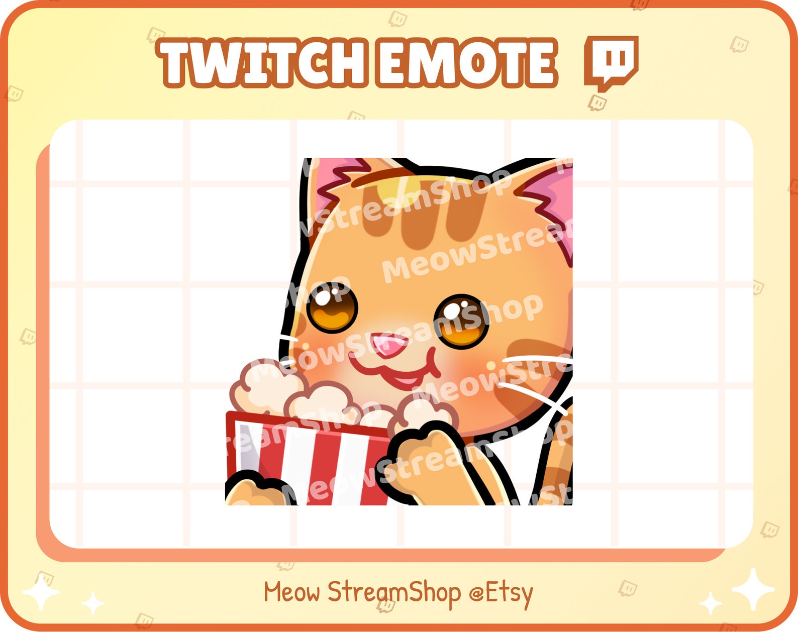 Twitch Emote / Cute Orange Cat Popcorn, Eating Popcorn, Eat, Watch ...