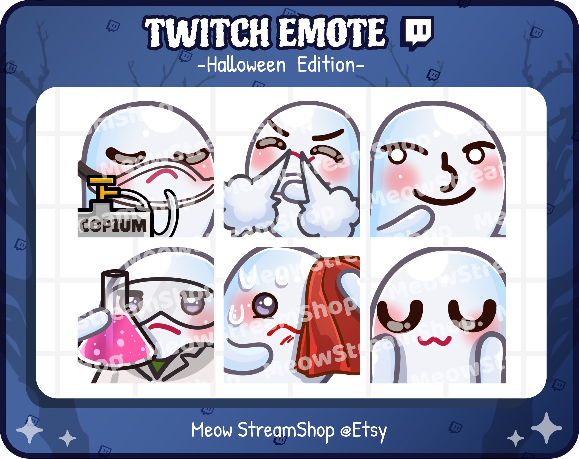 Twitch Emote / Cute Ghost Emotes Pack 8 copium Sniff Lenny - Etsy Hong Kong