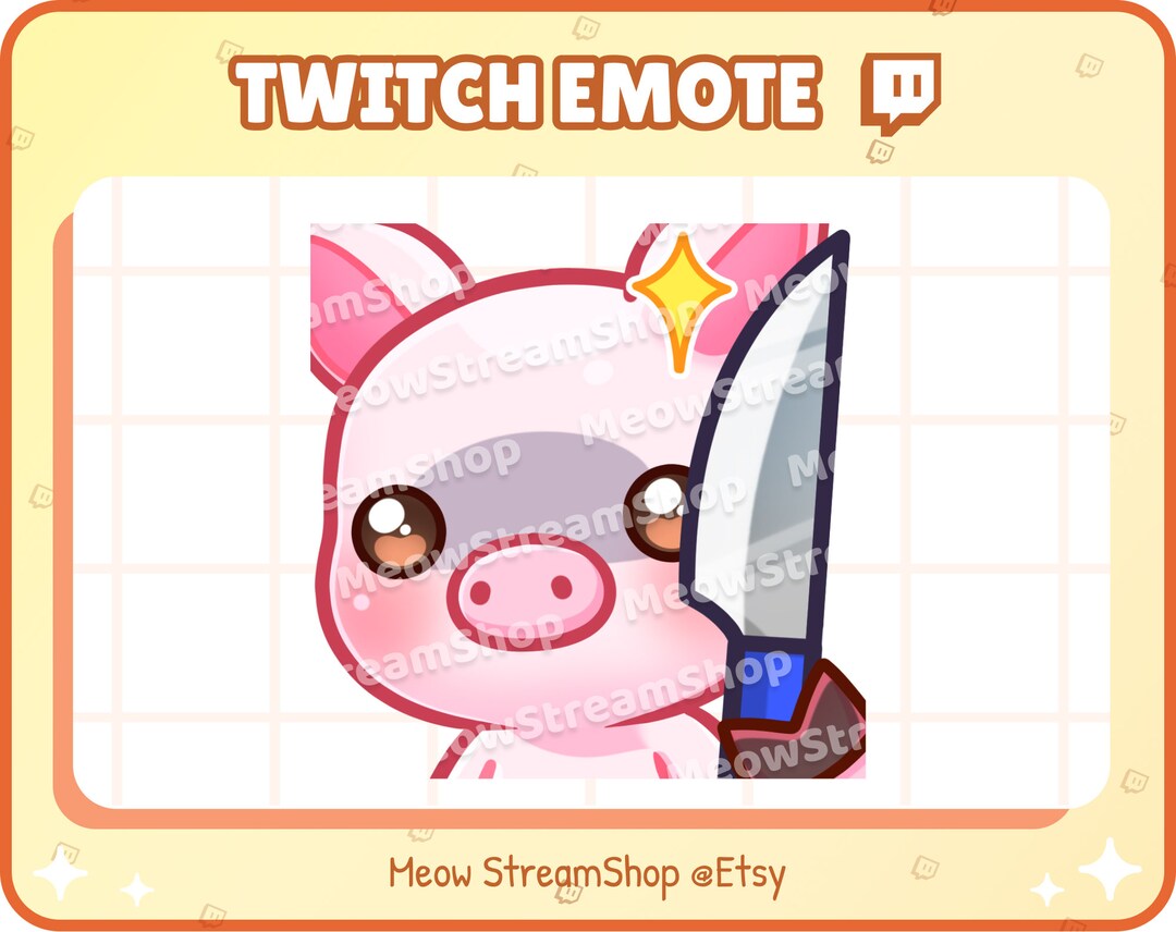 Twitch Emote / Cute Pig Knife Emotes / Cute Pink Piggy Sub Emoji - Etsy
