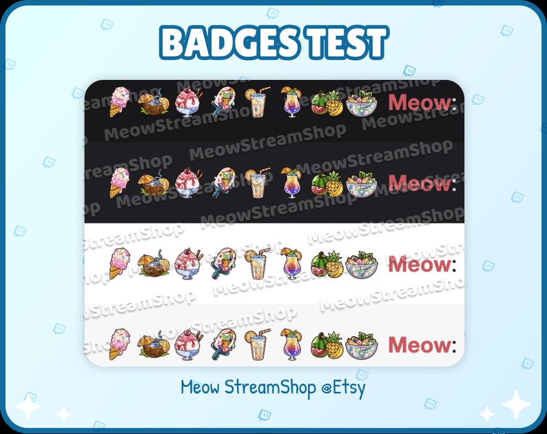 8x Twitch Sub Bit Badges Kawaii Summer Food Juice Ice - Etsy