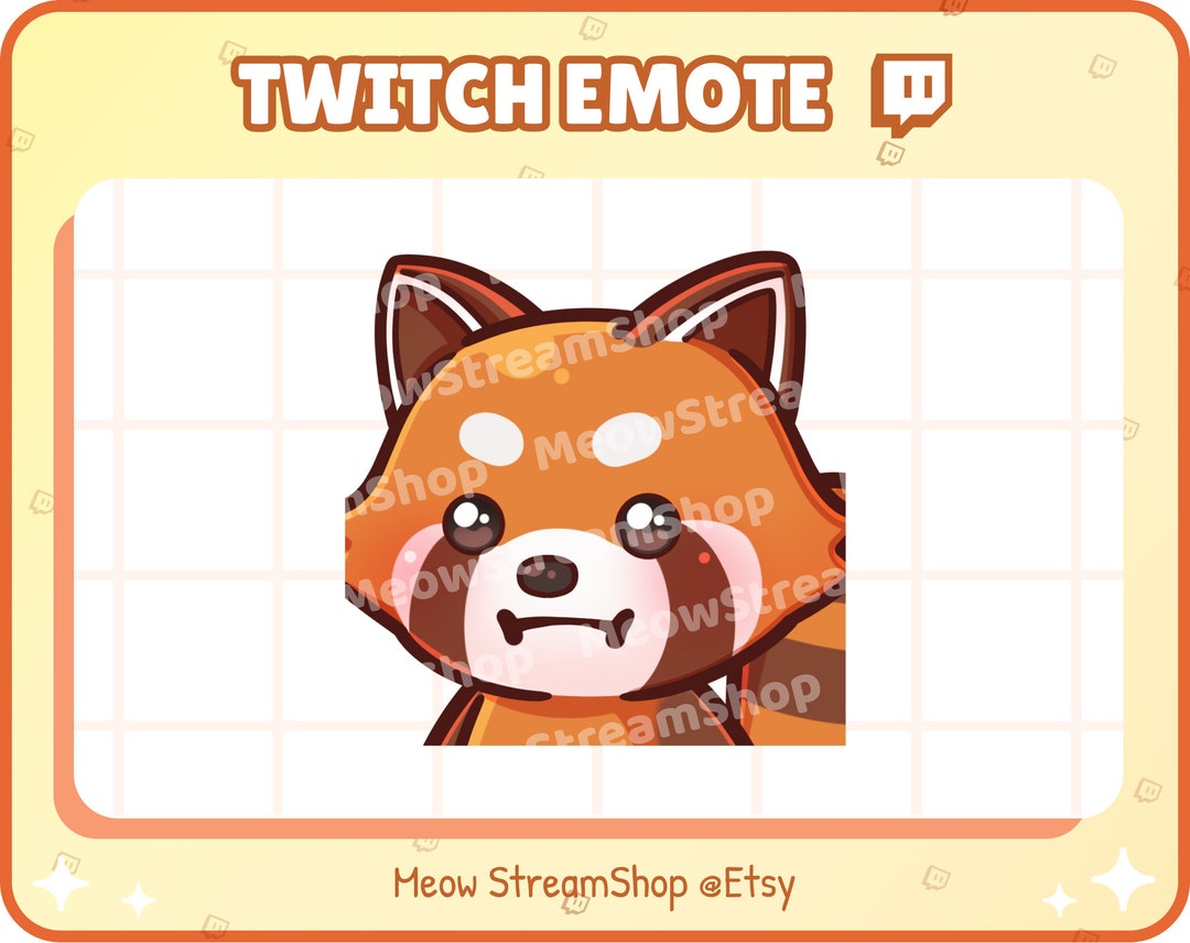 Twitch Emote / Cute Red Panda Poker Face, Flat Face Emotes / Cute Chibi ...