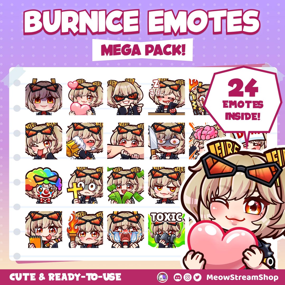 Twitch Emotes / Burnice Emotes Megapack (24 Emotes Ready to Use ...