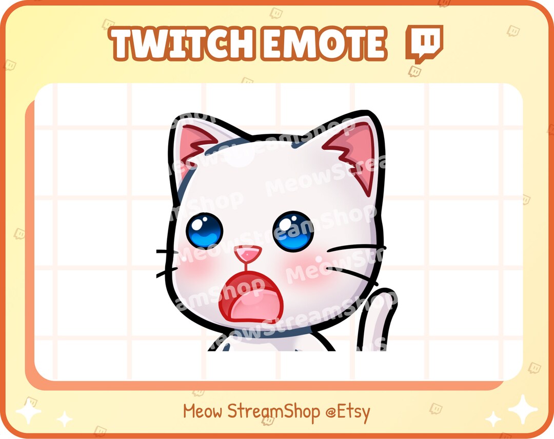 Twitch Emote / Cute White Cat Gasp, Shock, What, Whoa, Wow, Amaze ...