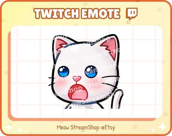 Twitch Emote / Cute White Cat Gasp Shock What Whoa Wow - Etsy