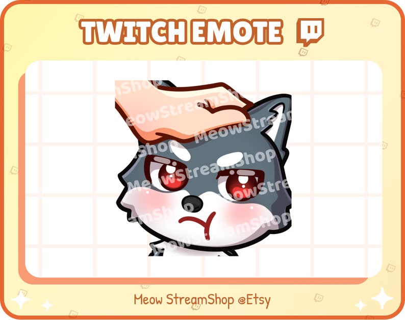 Twitch Emote / Cute Grey Wolf Pat Pout Pouty Emotes / Kawaii - Etsy