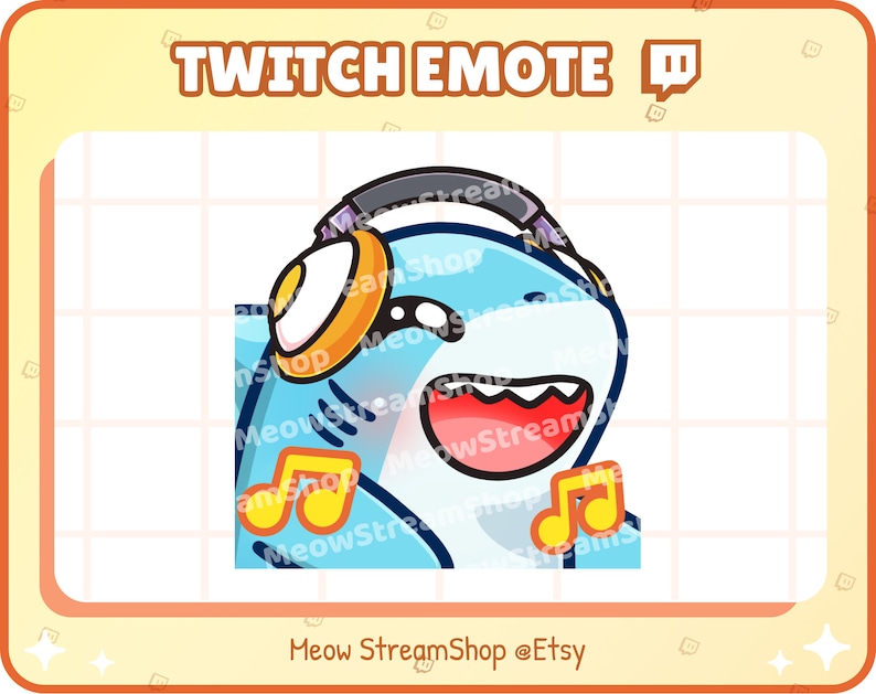 Twitch Emote / Cute Shark Face Jam Music Dance / Kawaii | Etsy