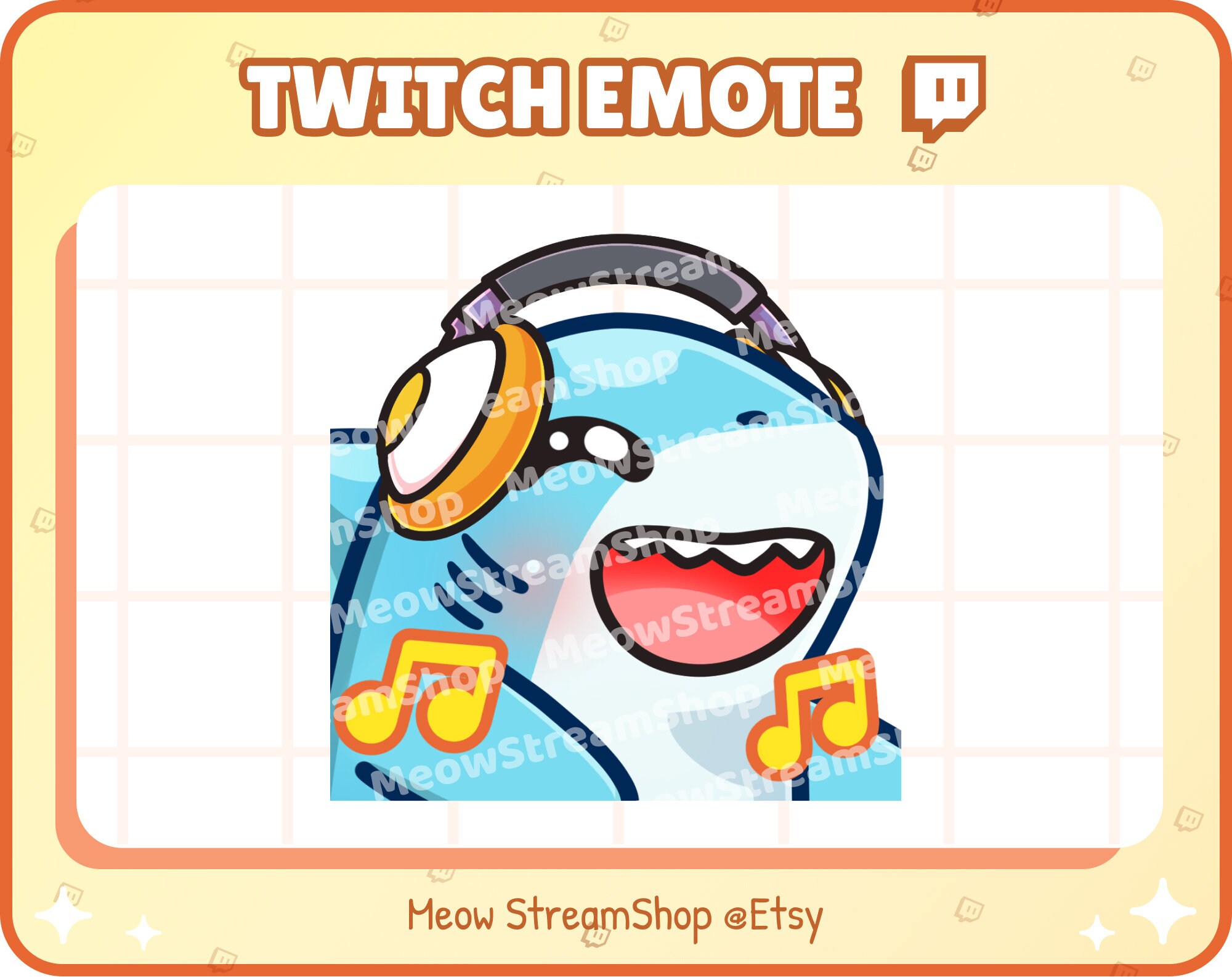 Twitch Emote / Cute Shark Face Jam Music Dance / Kawaii | Etsy