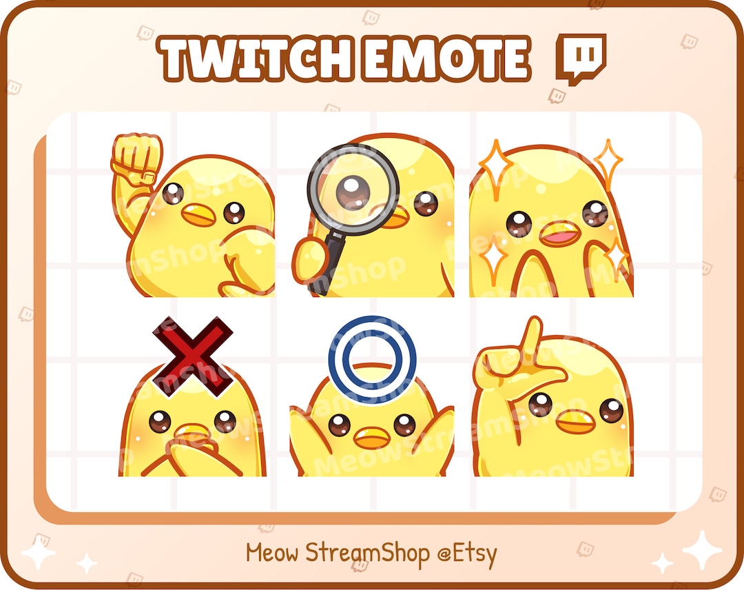 Twitch Emote / Cute Chick Emotes Pack #5 (punch, Sus, Amazed Sparkle ...