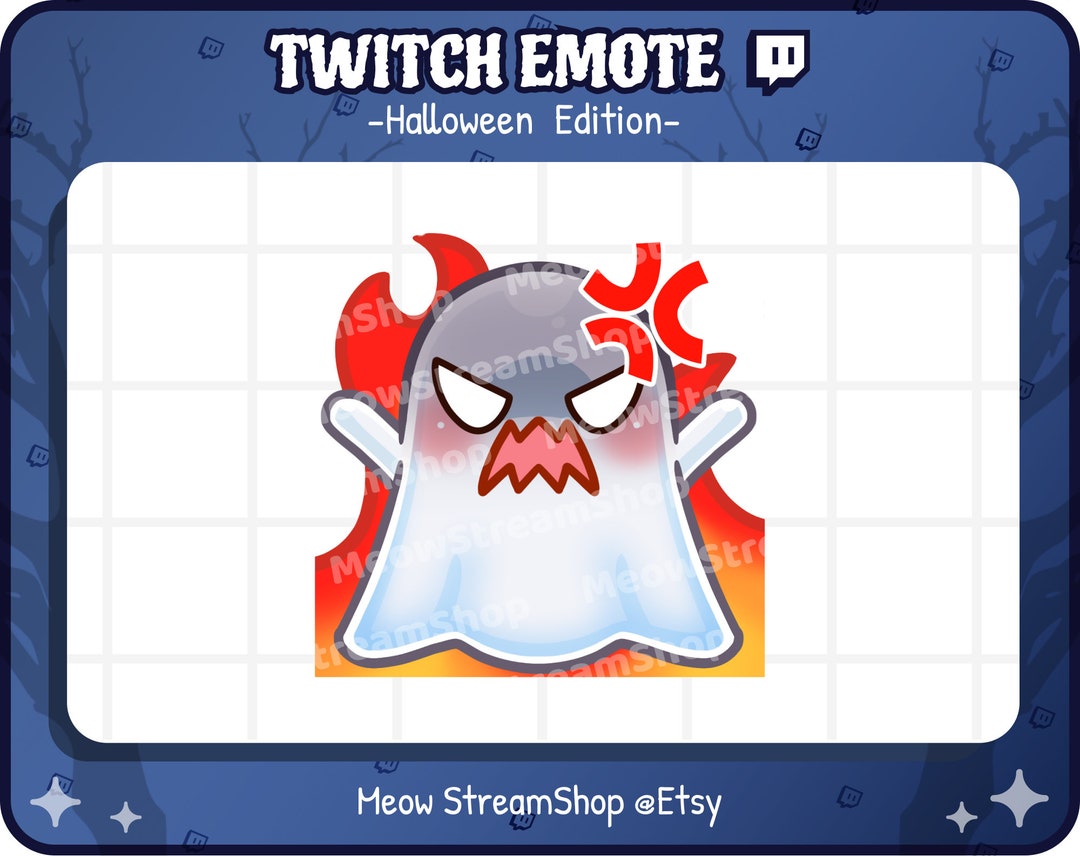 Twitch Emote / Cute Ghost Angry, Rage, Mad Emote / Kawaii Spooky Ghost ...