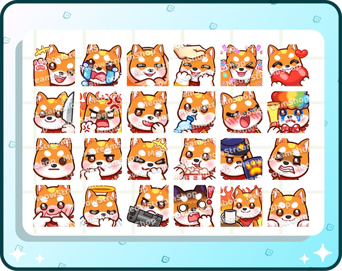 Twitch Emote / Cute Shiba Inu Mega Pack #1 Emotes ( 24 Emotes Ready to ...
