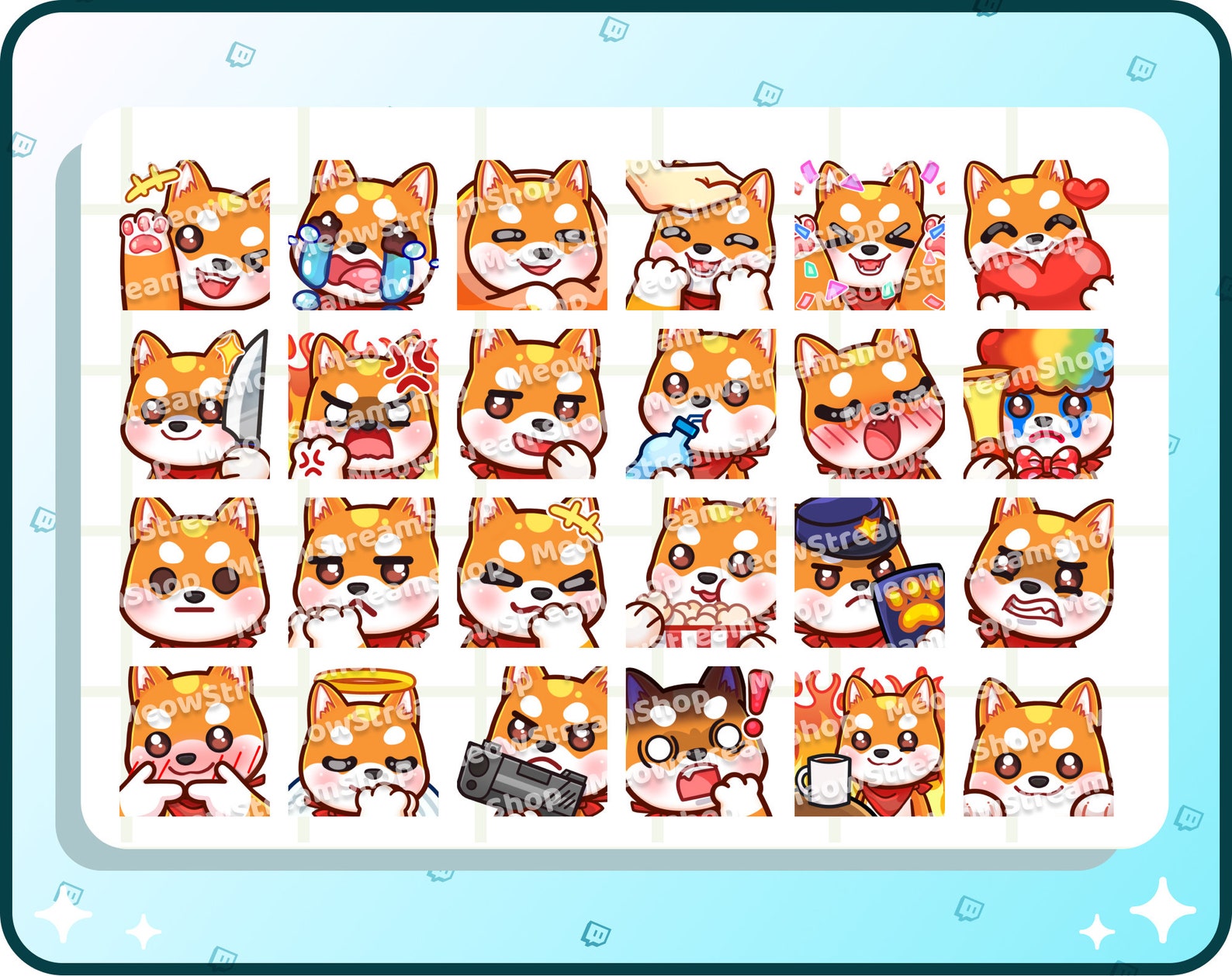 Twitch Emote / Cute Shiba Inu Mega Pack #1 Emotes ( 24 Emotes Ready to ...