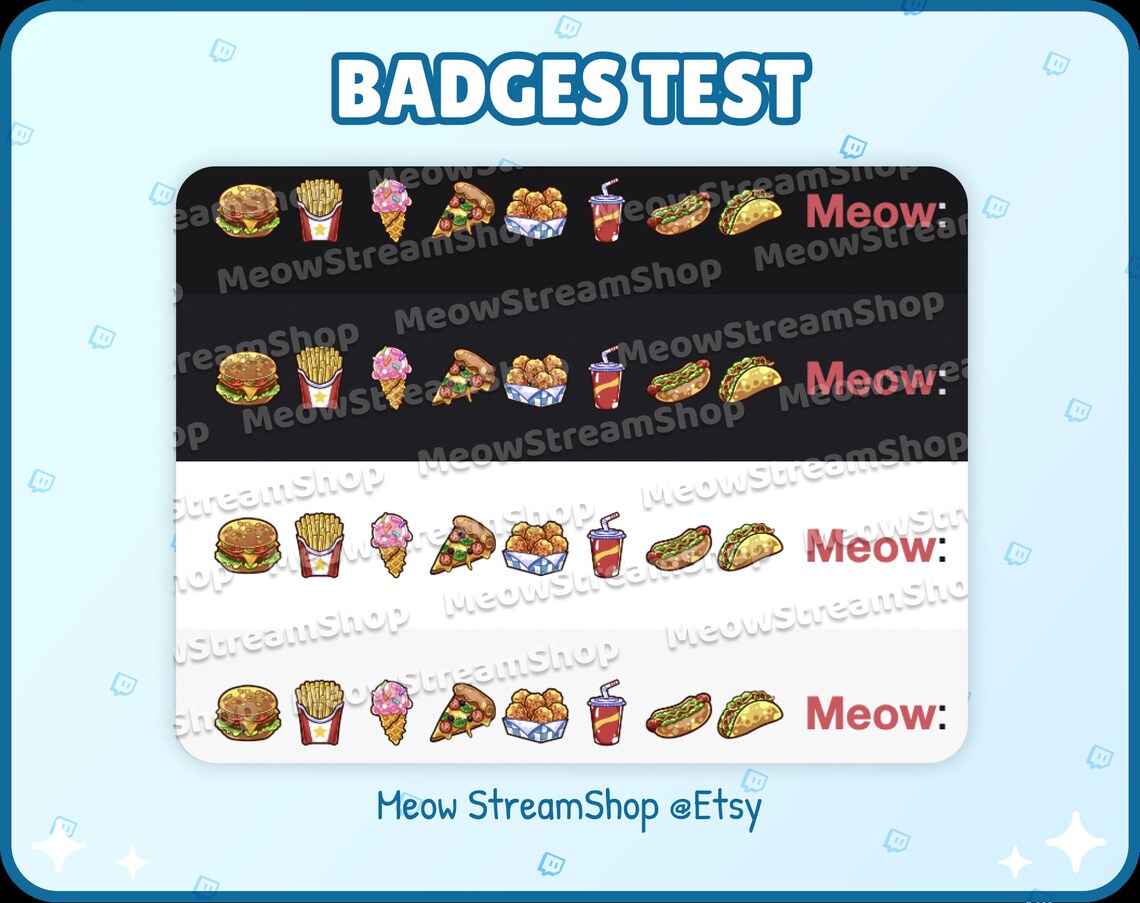 8x Twitch Sub, Bit Badges - Cute Fast Food, Burger, Fries, Ice Cream ...