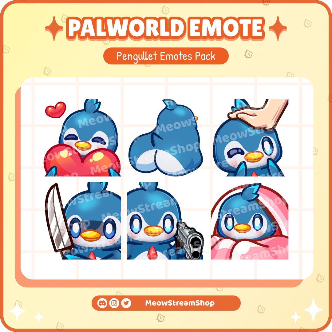 Twitch Emote / Palworld Pengullet Emotes Pack 1 heart, Booty, Pat ...