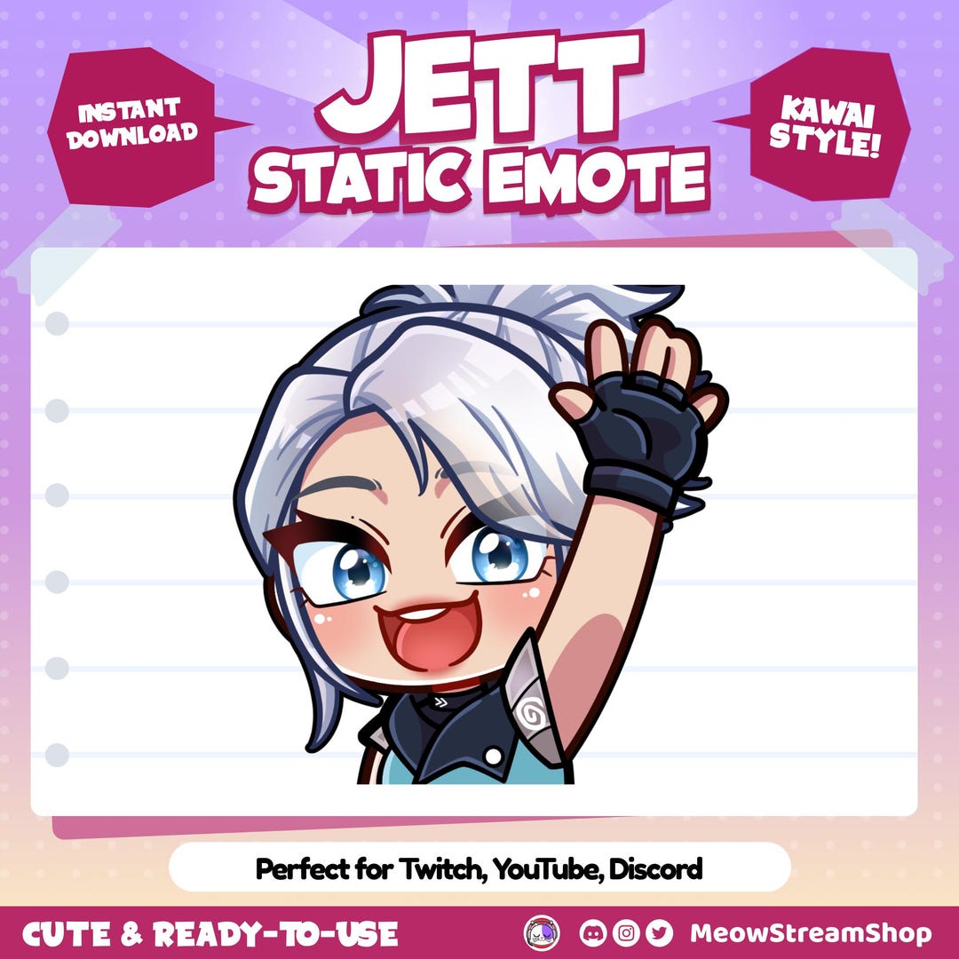 Twitch Emotes / Jett Emote Hi Waving, Hello / Valorant Sub Emoji for ...