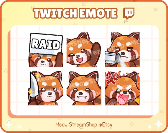 Twitch Emote / Lindo Panda Rojo Emotes Pack 3 Raid Hola | Etsy España