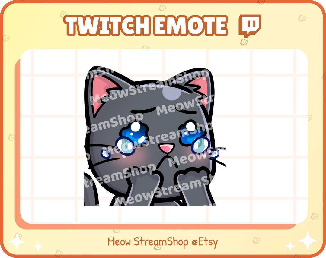 Twitch Emote / Cute Black Cat Sad, Cry, Tears Emotes / Kawaii Kitten ...