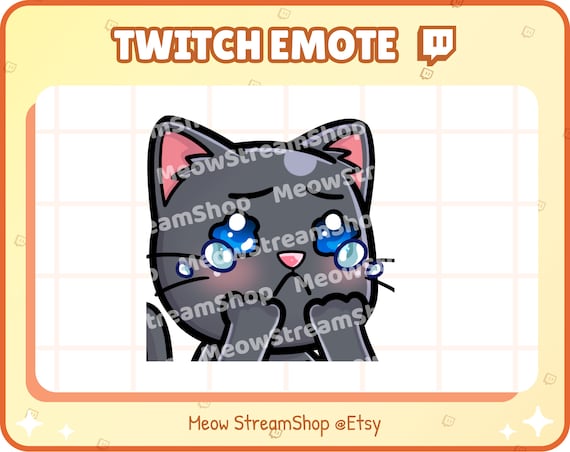 Twitch Emote / Cute Black Cat Sad Cry Tears Emotes / Kawaii - Etsy India