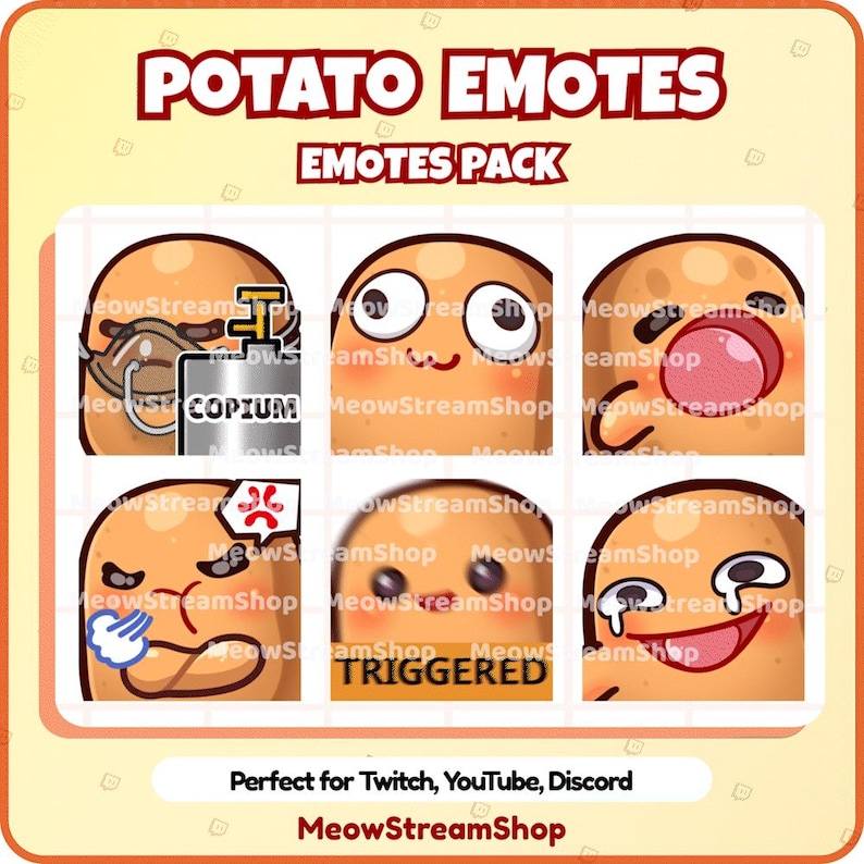 Twitch Emote / Cute Potato Mega Pack #4 Emotes (24 Emotes Ready to Use ...