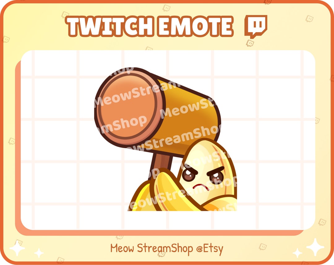 Twitch Emote / Cute Banana Ban, Bonk, Stick, Hammer Emotes / Kawaii ...