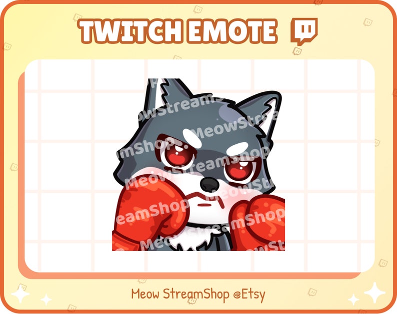 Twitch Emote / Cute Grey Wolf Boxing Fight Fighting Punch - Etsy