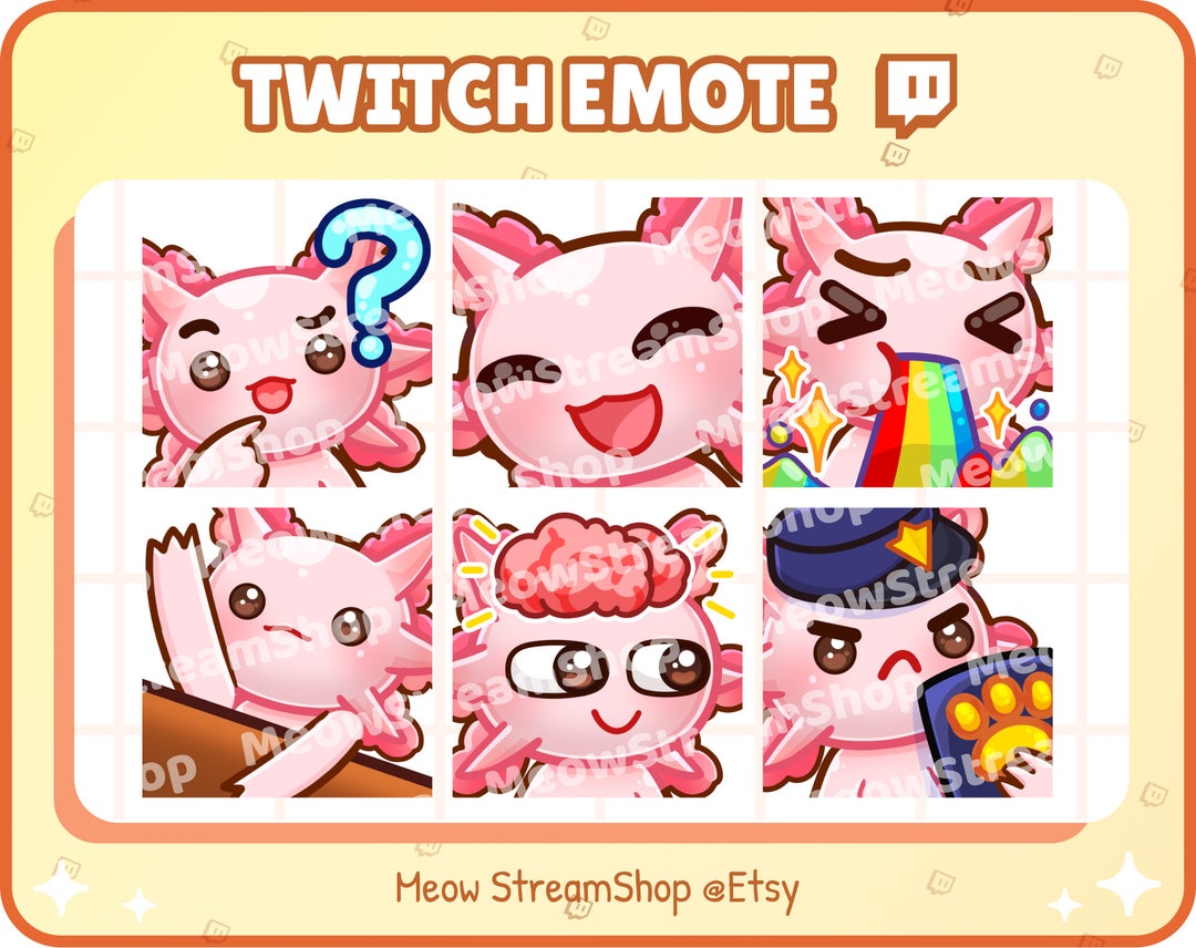 Buy Twitch Emote / Cute Axolotl Emotes Pack #5 (what, Ayaya, Puke ...