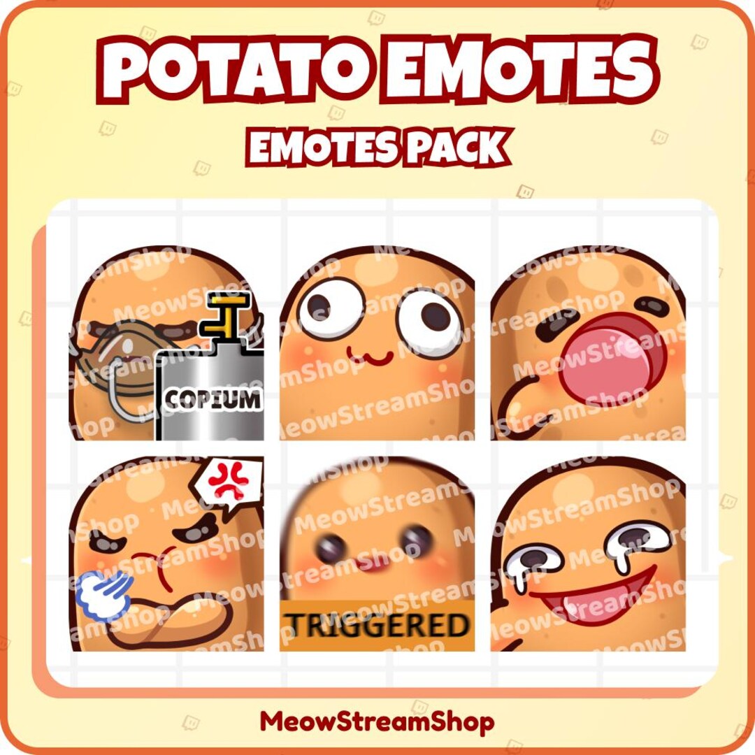 Twitch Emote / Cute Potato Pack #14 (copium, Derp, Pop, Pout ...