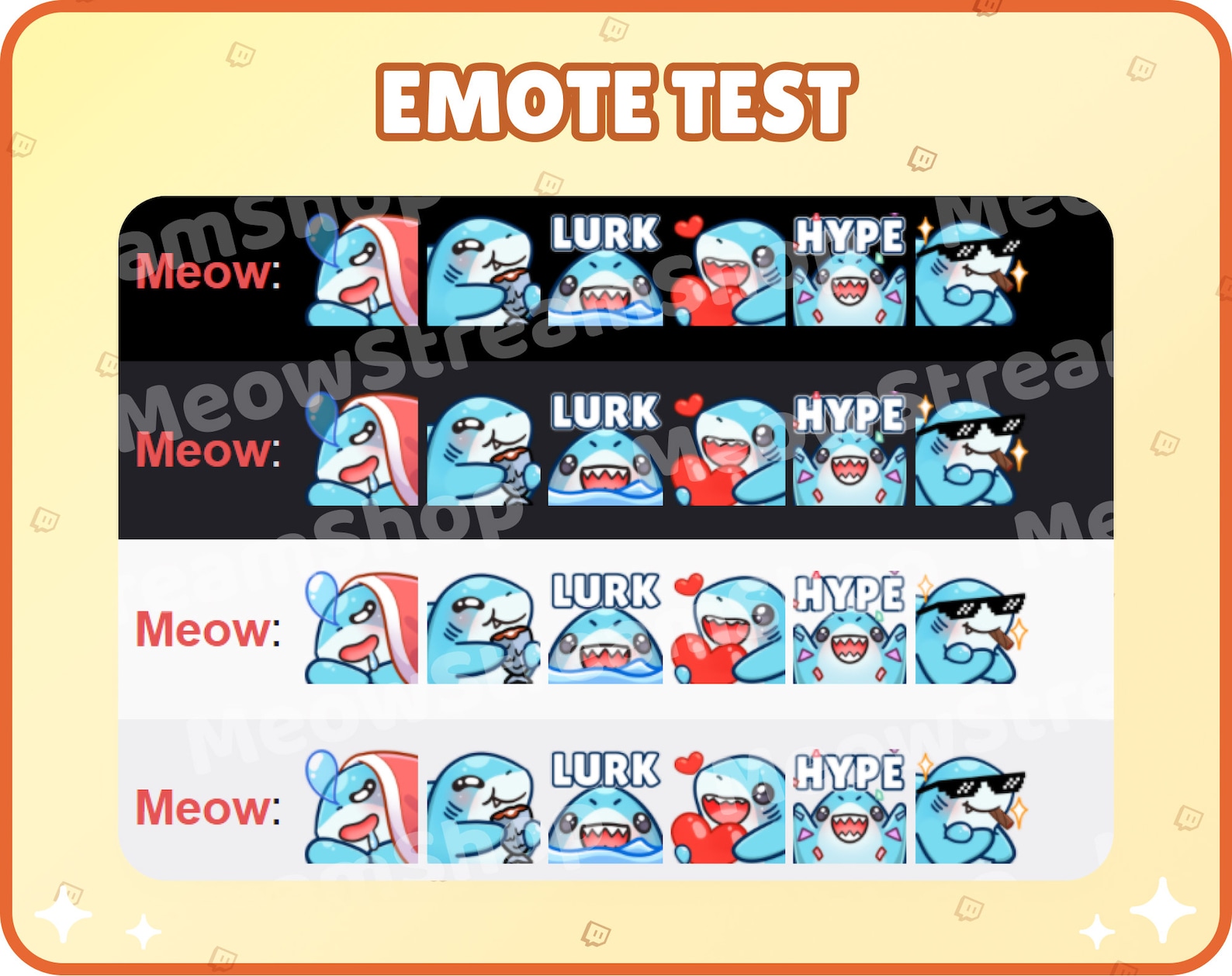 Twitch Emote / Cute Shark Emotes Pack #1 (lurk, Cool, Sleep, Heart ...