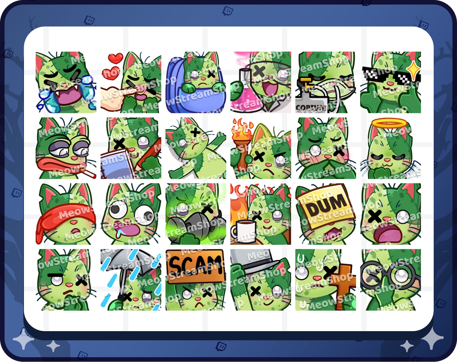 Twitch Emote / Cute Zombie Cat Mega Pack #2 Emotes (24 Emotes Ready to ...