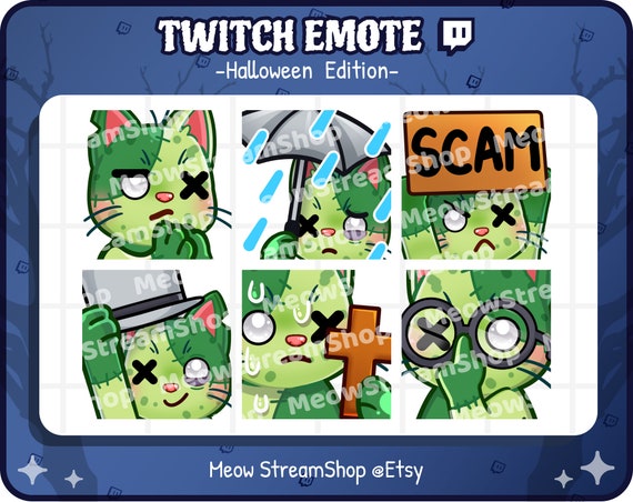 Twitch Emote / Cute Zombie Cat Emotes Pack 8 hmm Rain - Etsy