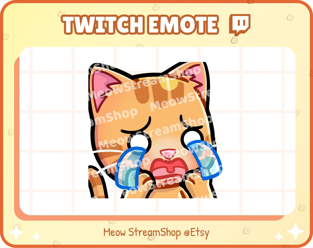 Twitch Emote / Cute Orange Cat Cry, Sad, Tears Emotes / Kawaii Kitten ...