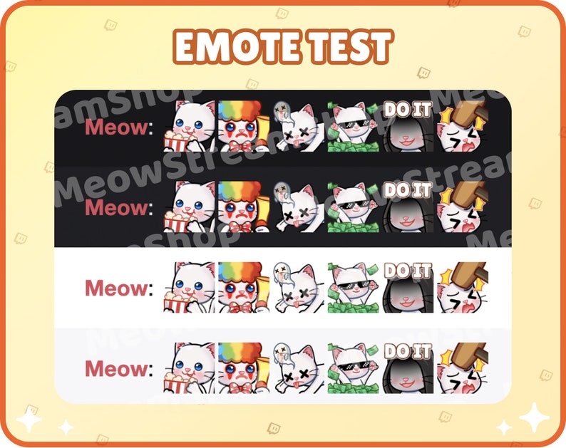 Twitch Emote / Cute White Cat Emotes Pack 3 popcorn Clown - Etsy