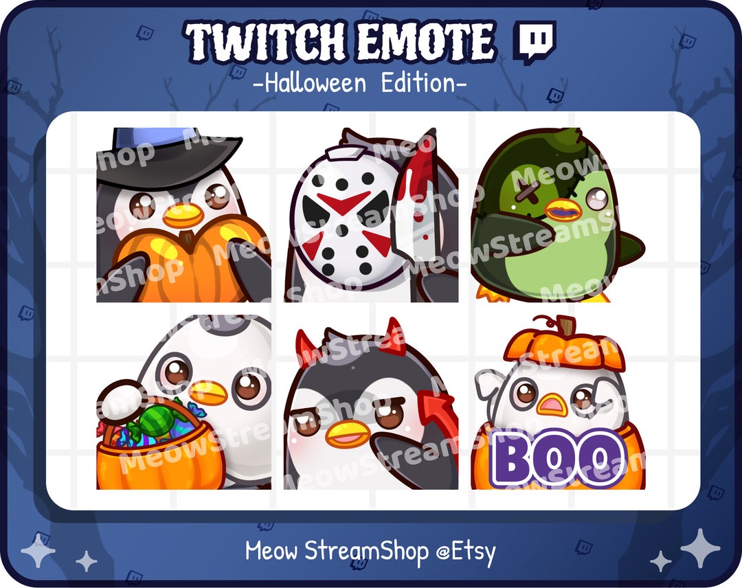 Twitch Emote / Cute Penguin Emotes Halloween Edition heart, Mask ...