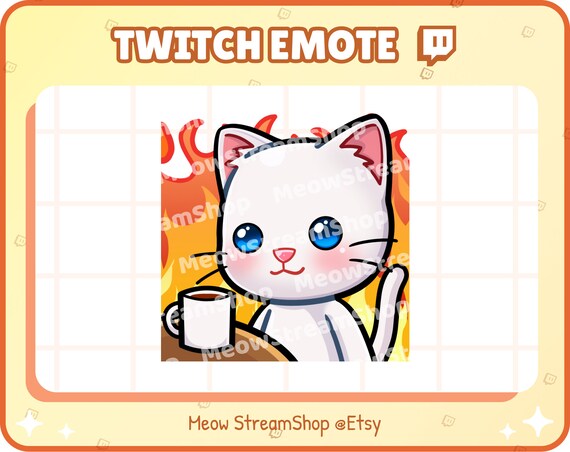 Twitch Emote / Cute White Cat This is Fine I'm Fine - Etsy
