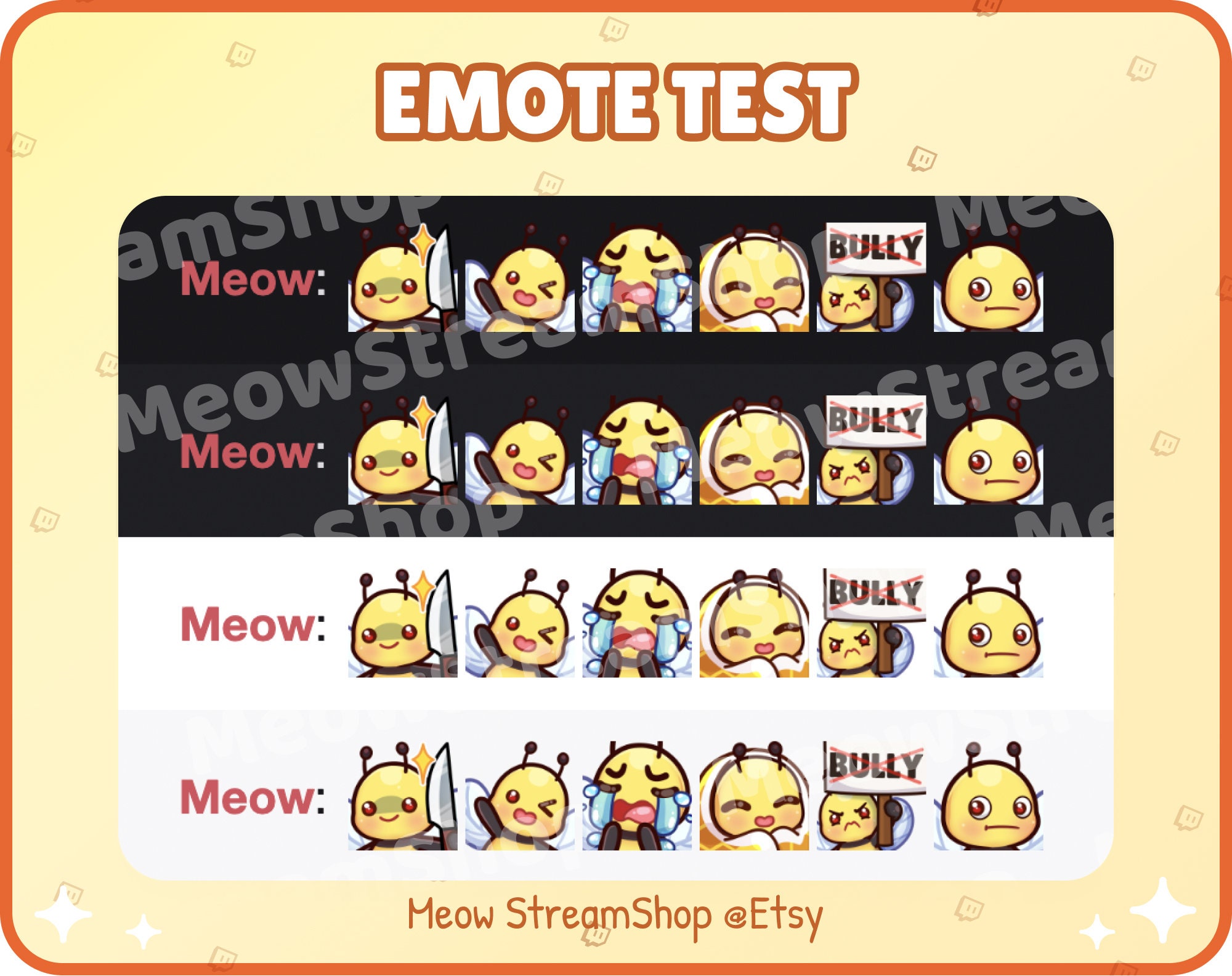 Twitch Emote / Cute Bee Emotes Pack #2 (knife, Waving, Cry, Comfy ...