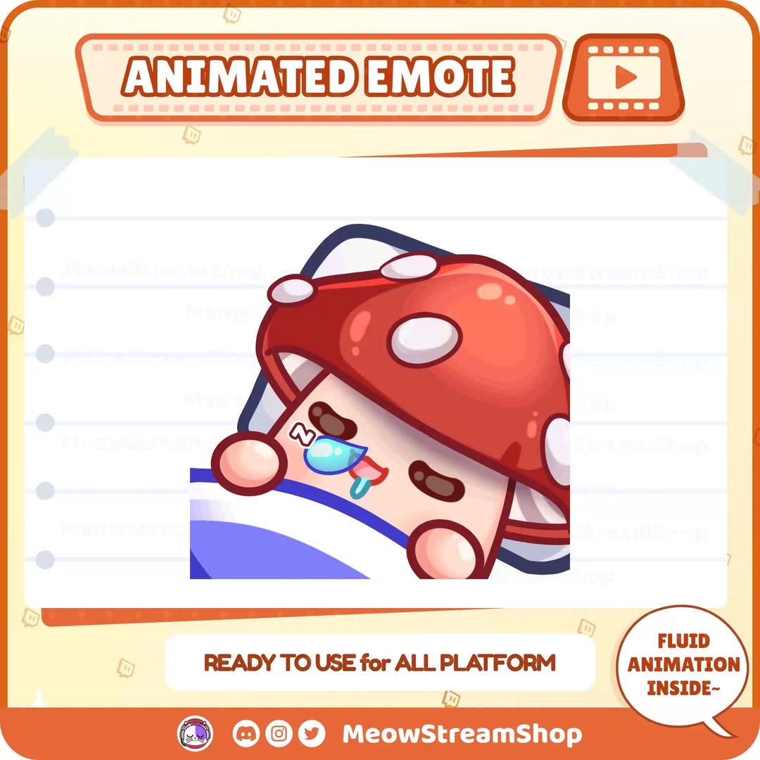 Animated Emotes / Cute Mushroom Animated Sleep, Rest, Tired Emote ...