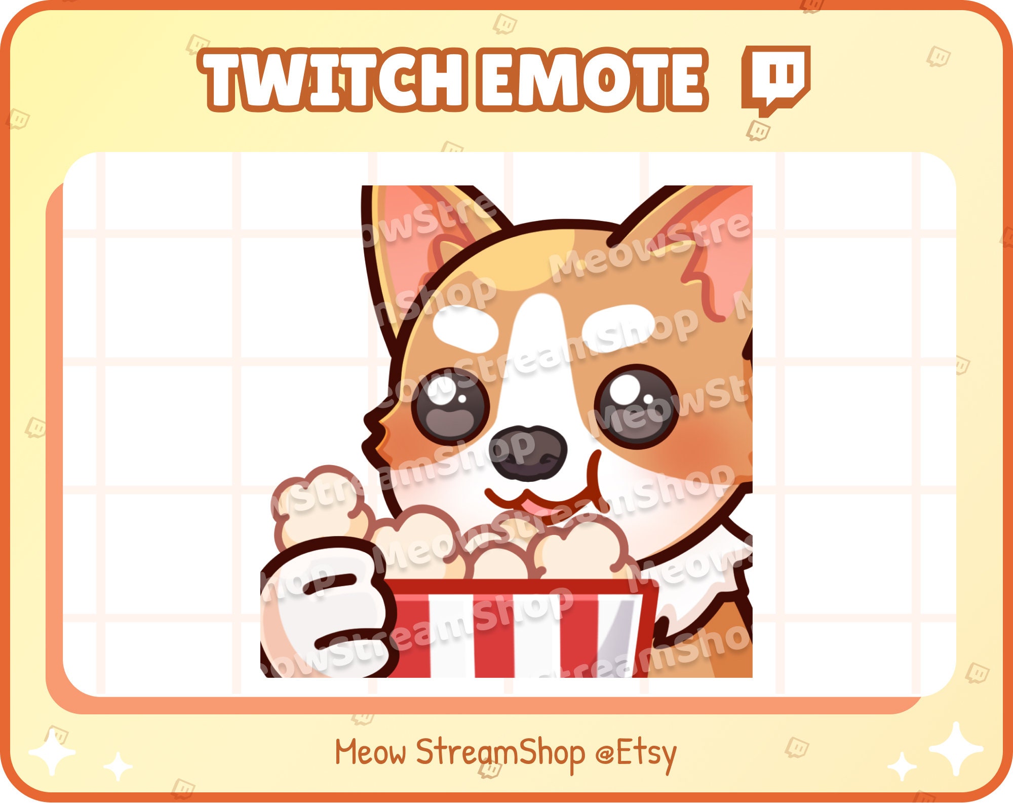 Twitch Emote / Cute Corgi Eat Popcorn Movie Time Emotes / - Etsy