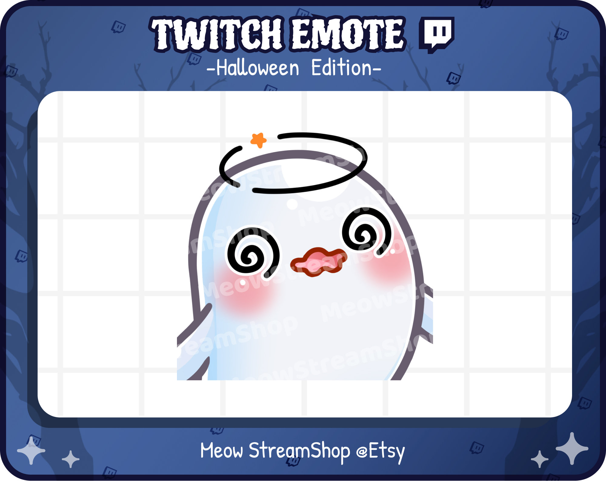Twitch Emote / Cute Ghost Dizzy Confused Emote / Kawaii | Etsy