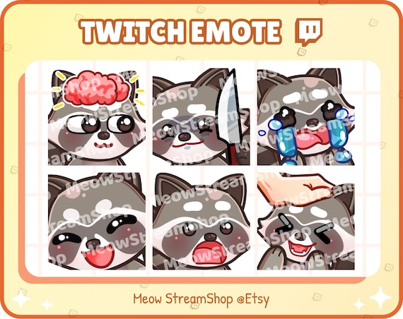 Twitch Emote / Lindo mapache emotes pack 2 neurona activa - Etsy México