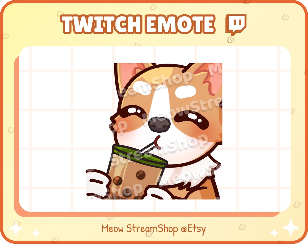 Twitch Emote / Cute Corgi Sip Boba, Drink Emotes / Kawaii Dog, Dogy ...