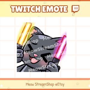 Twitch Emote / Cute Black Cat Light Stick, Happy, Hype, Cheer ...