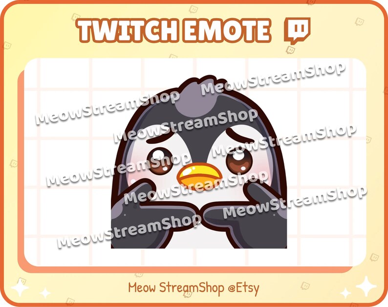 Twitch Emote / Cute Penguin Shy, Touching Finger, Please, UWU Emotes ...