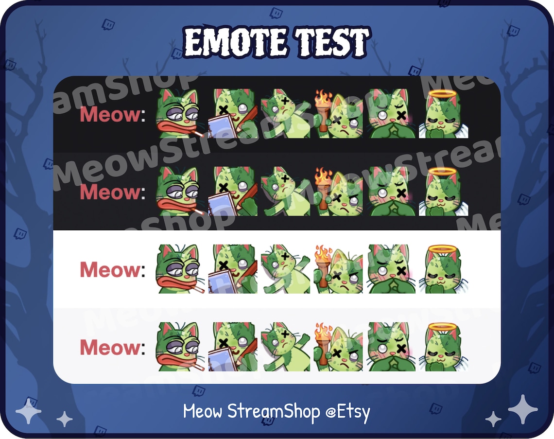 Twitch Emote / Cute Zombie Cat Mega Pack #2 Emotes (24 Emotes Ready to ...