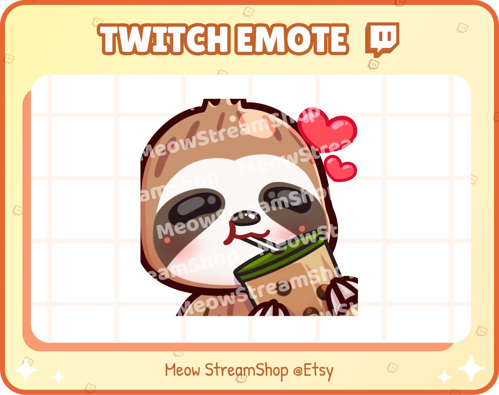 Twitch Emote / Cute Sloth Sip Sipping Tea Drink Boba Drink - Etsy