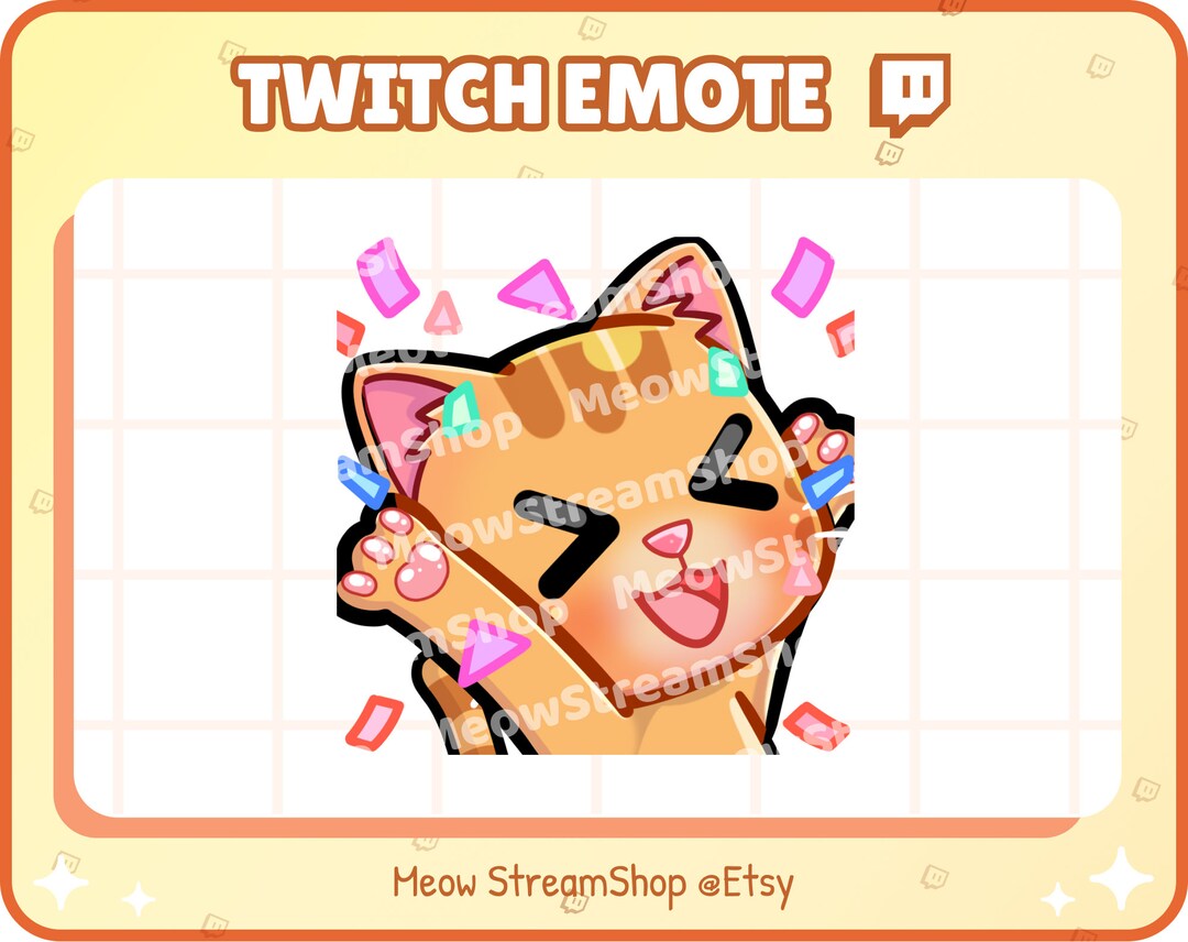 Twitch Emote / Cute Orange Cat Hype, Happy, Confetti, Cheer Emotes ...